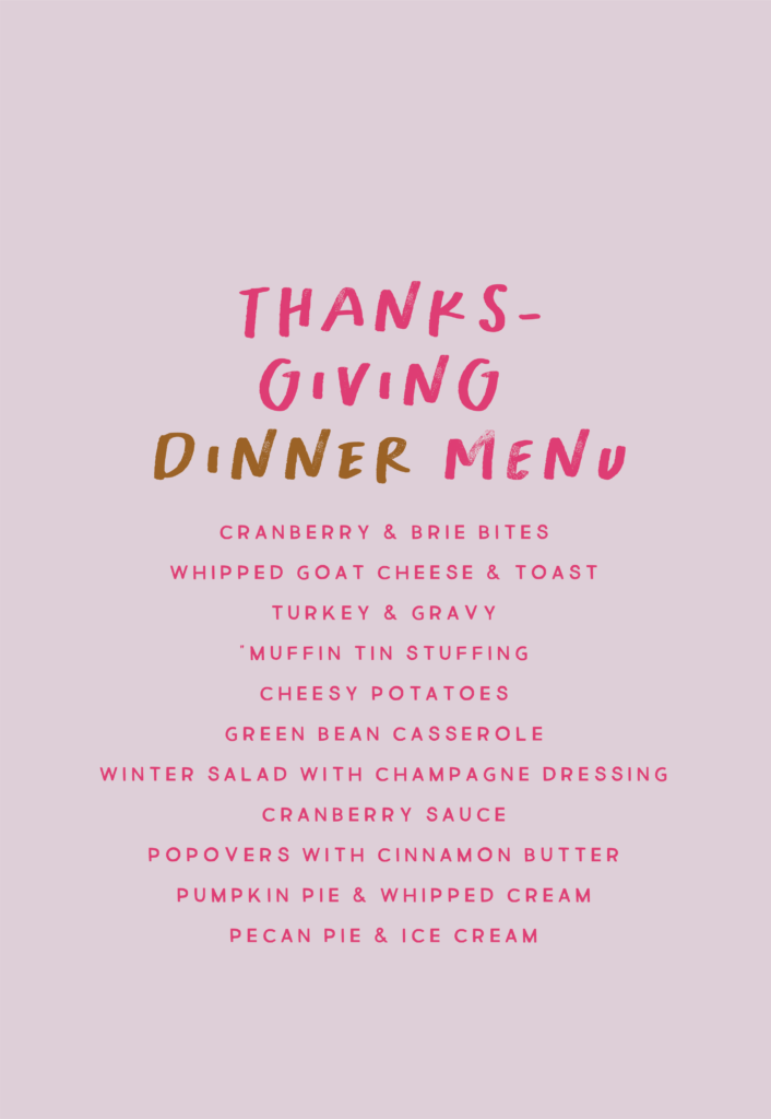 Thanksgiving Menu